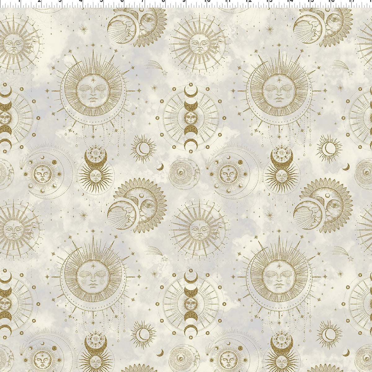 The Sun Moon & Stars Quilt Fabric By Jason Yenter Celestial - Light ...