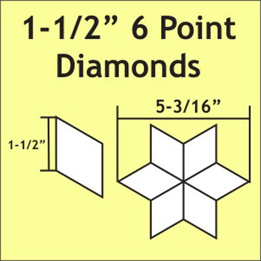 6 Point Diamond 1- 1/2" 75pcs - EPP Pieces – Watergirl Quilt Co.